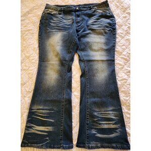 Temu | Jeans | Temu Darkblue Vintagewashed Faded Gradient Bootcut ...